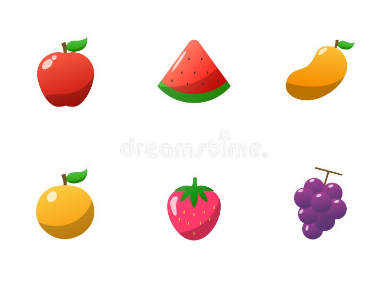 Gradient Style of Fruit Icons with Colorful Design Stock Vector ...