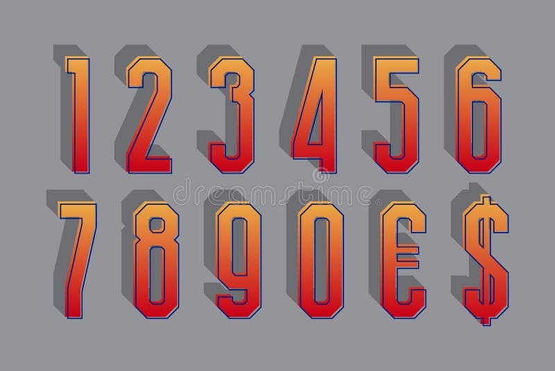 Gradient Stylized Numbers with Currency Signs in 3d Urban Style Stock ...