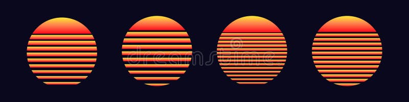 Gradient Sunset Egg Shapes with Horizontal Lines Stock Vector ...