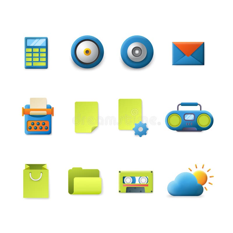 Gradient Technology Icons Mobile App Vector: Mail Weather Folder Stock ...