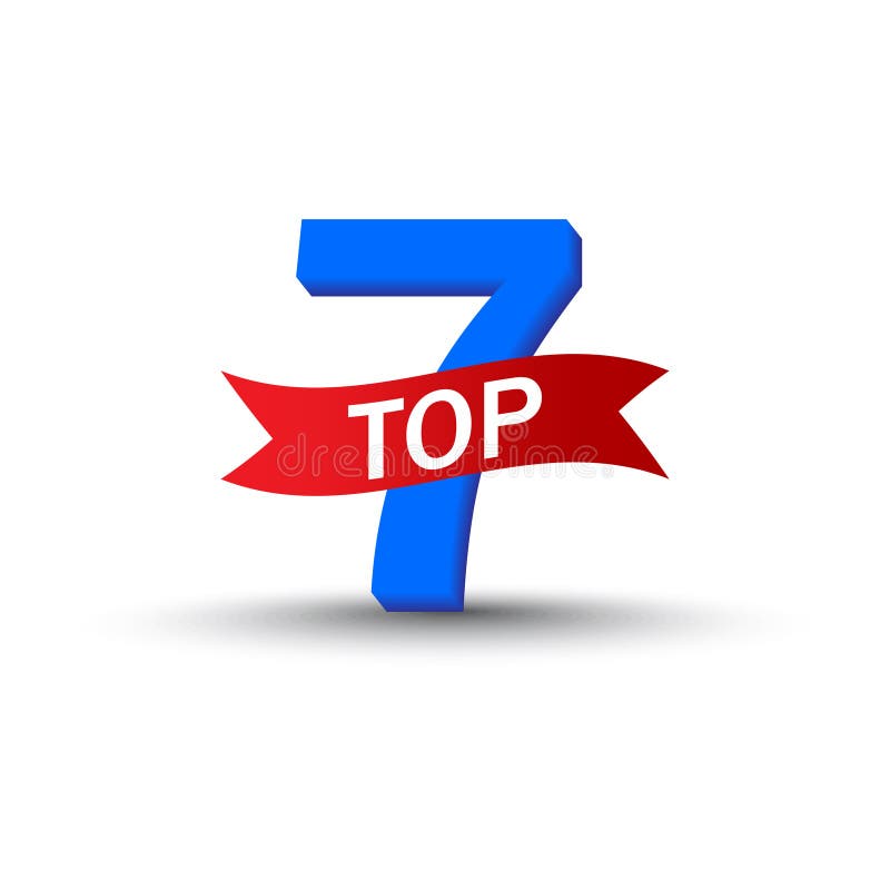 Gradient Top 7. Bold Seven Digit. Red Ribbon Text. Ranking Award Icon ...