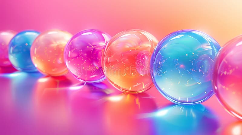 Colorful Translucent Spheres Reflecting Vibrant Hues Against a Soft ...
