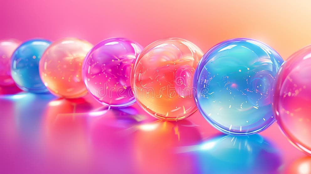 Colorful Translucent Spheres Reflecting Vibrant Hues Against a Soft ...
