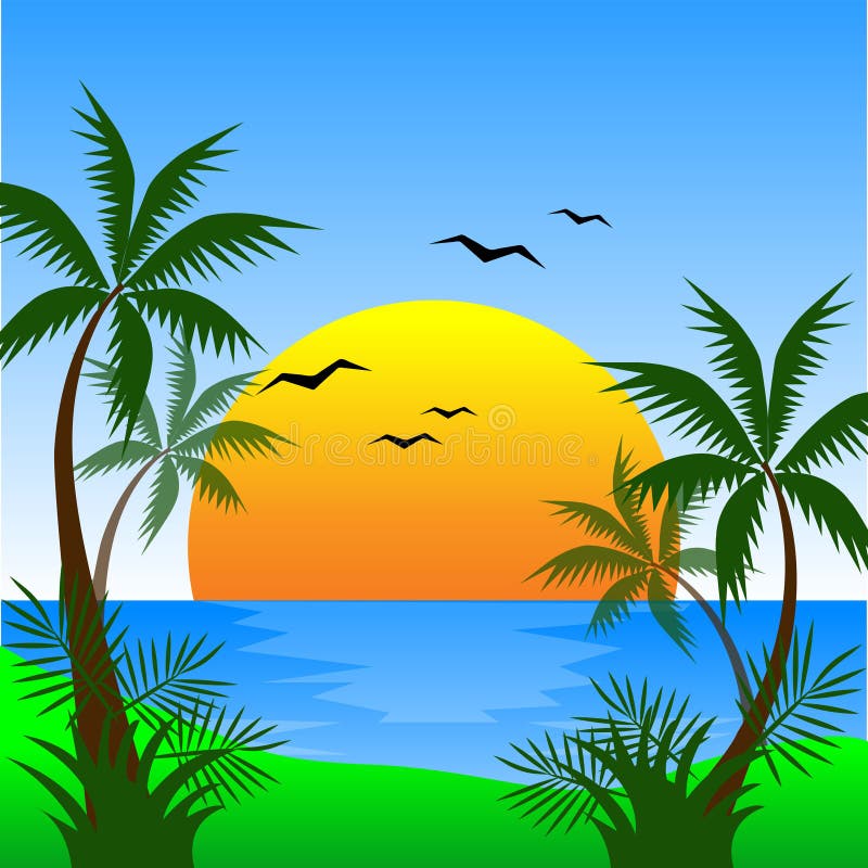 Gradient Vector Sunset Background Design Stock Vector - Illustration of ...