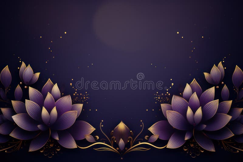 Gradient Violet Background Random Symmetric Gold Lined Subtle Indian ...