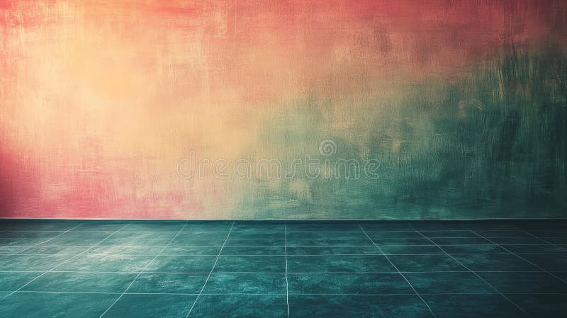 Gradient Wall and Tiled Floor in an Empty Room Stock Image - Image of ...