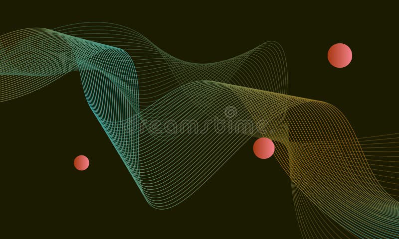 Gradient Wavy Lines with Circle on Background. Stock Vector ...
