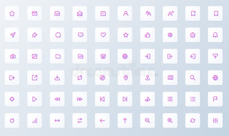 Gradient Web and Mobile Ui Icons Pack Stock Vector - Illustration of ...