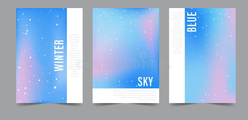 Gradient Winter Background with Snowflakes. Set of Trendy Abstract Neon ...