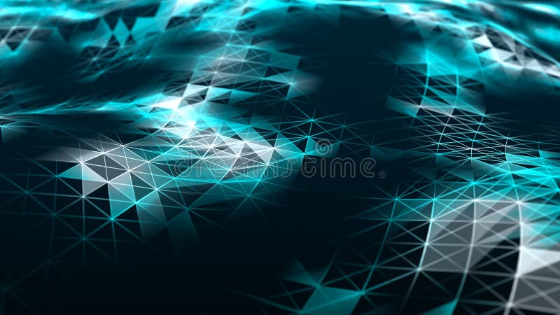Gradient Wireframe 3d Landscape of Triangles and Lines. Technology Grid ...