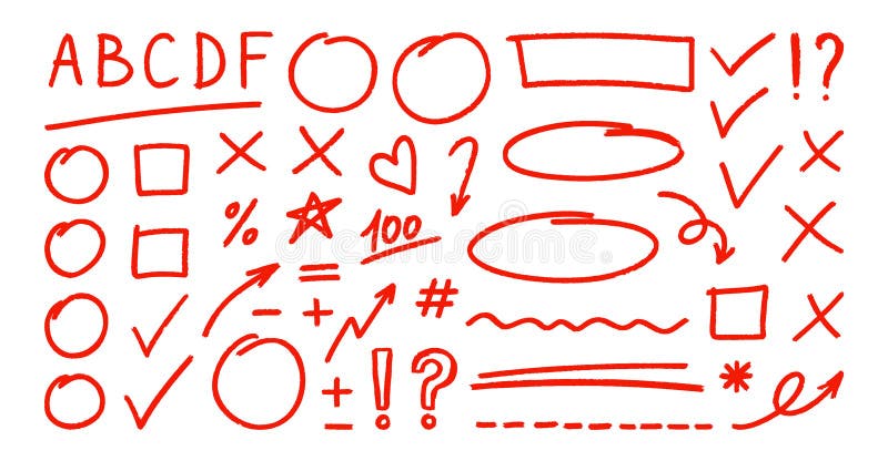 Set Red Hand Drawn Percent Signs Stock Illustrations – 6 Set Red Hand ...