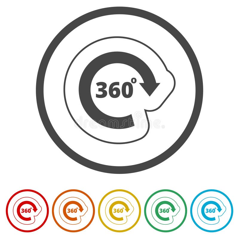 360 Grados De Icono, 6 Colores Incluidos Ilustración del Vector ...