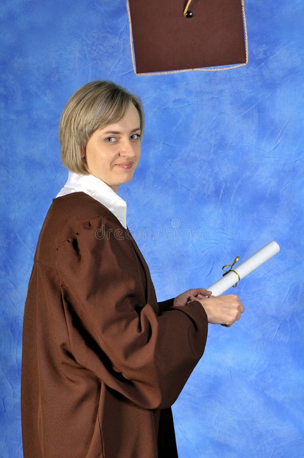 Graduado con el diploma foto de archivo. Imagen de feliz - 7416674