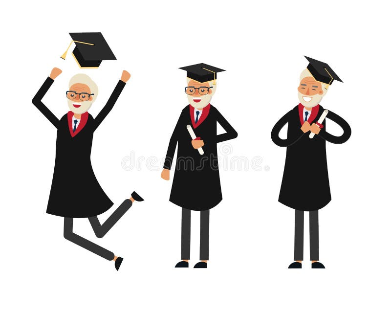 Graduado del viejo hombre ilustración del vector. Ilustración de ...