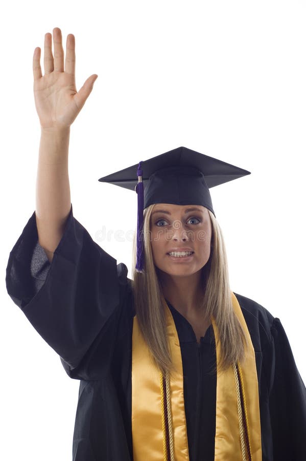 Graduado Levantando Su Mano Foto de archivo - Imagen de retrato ...