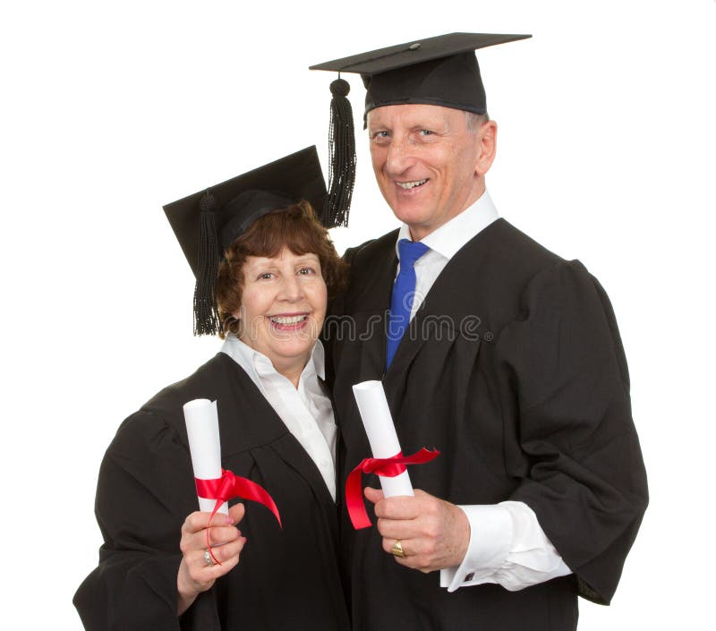 Graduados mayores imagen de archivo. Imagen de aislado - 26567693