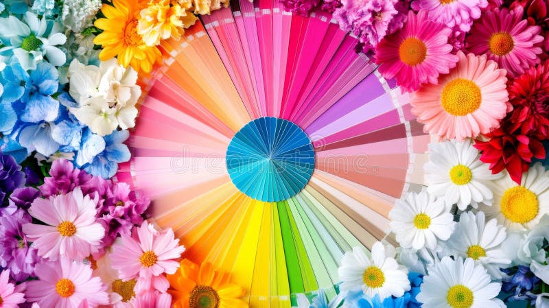 Gradual Transition of Vibrant Color Spectrum Fan Display Stock Image ...