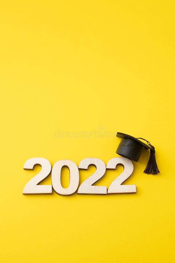 Graduation 2022 Wearing Graduate Hat on Wooden Number 2022 on Grey ...