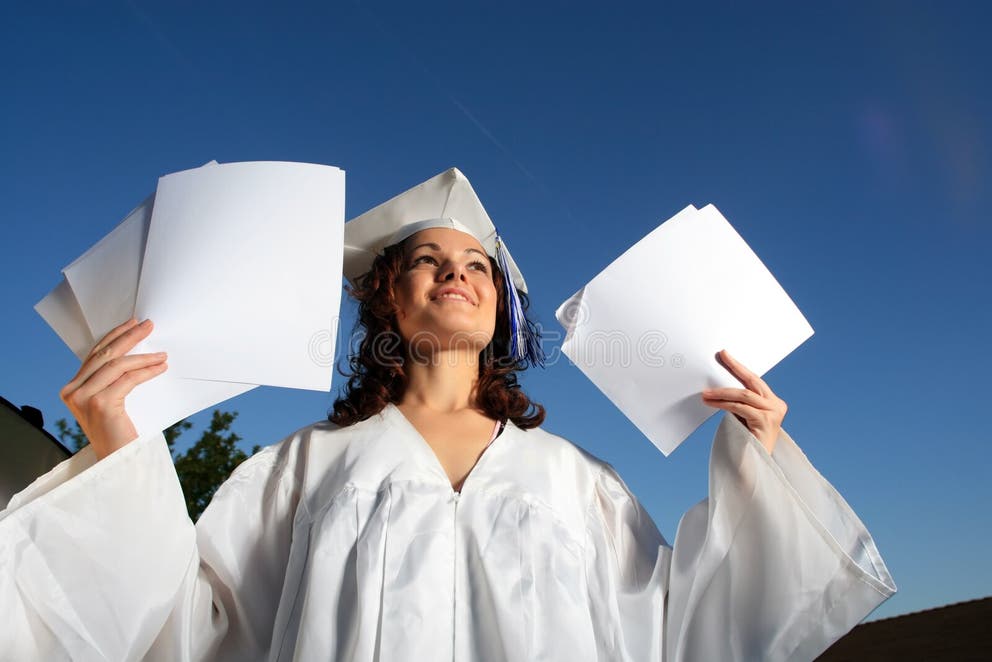 Graduate blank papers stock photo. Image of joyful, hispanic - 2464720