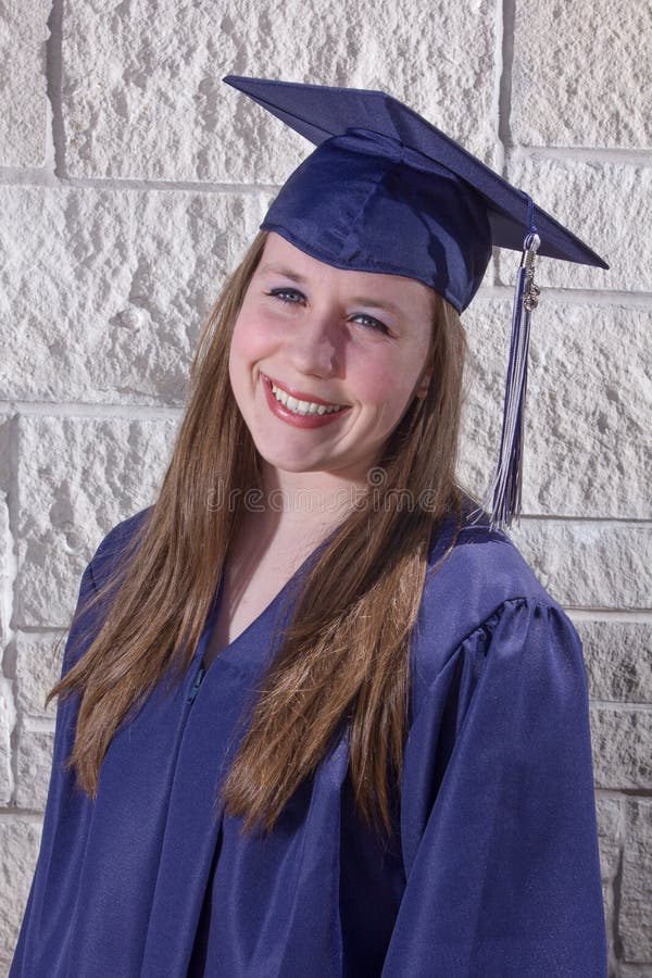 Graduate in Blue Gown stock image. Image of female, college - 36943909