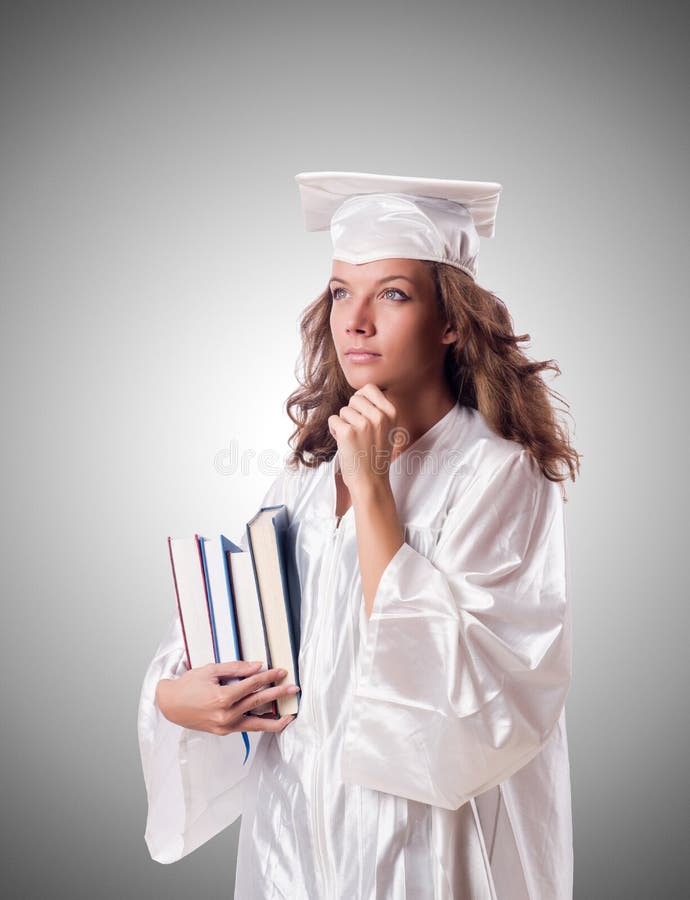Graduate with Book Isolated on White Stock Photo - Image of book ...