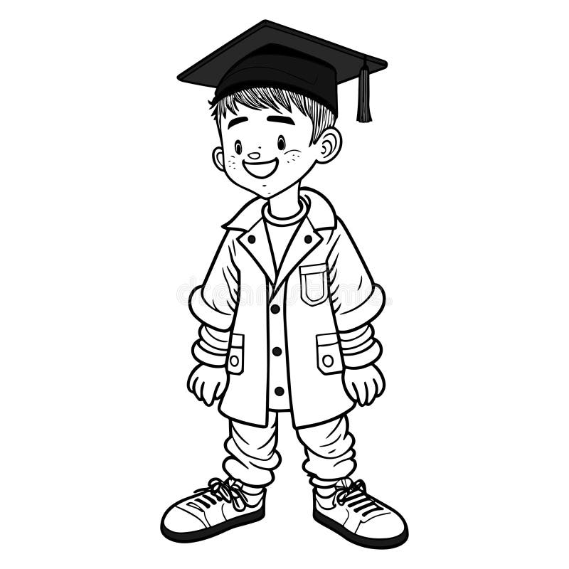 Graduate Boy Cartoon Coloring Page Stock Vector - Illustration of ...