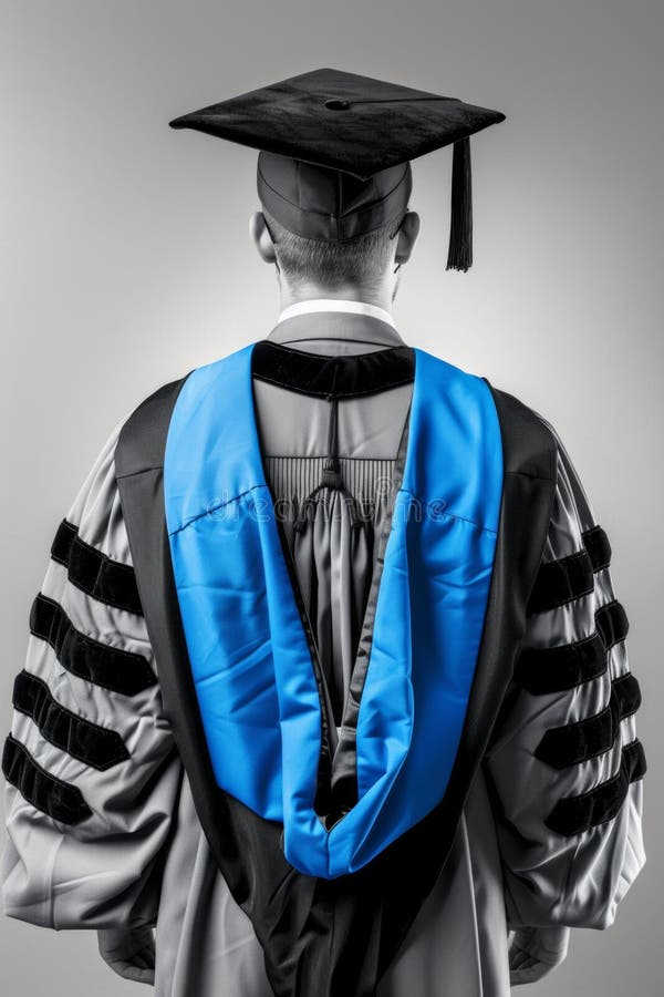 A Graduate in a Cap and Gown with His Back To the Camera, AI Stock ...