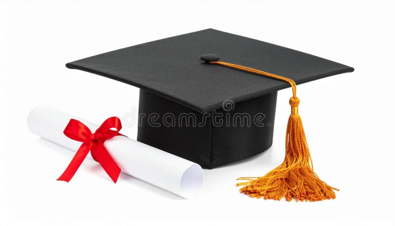 Graduate Cap Hat with Tassel, Student Academic Cap. Stock Illustration ...