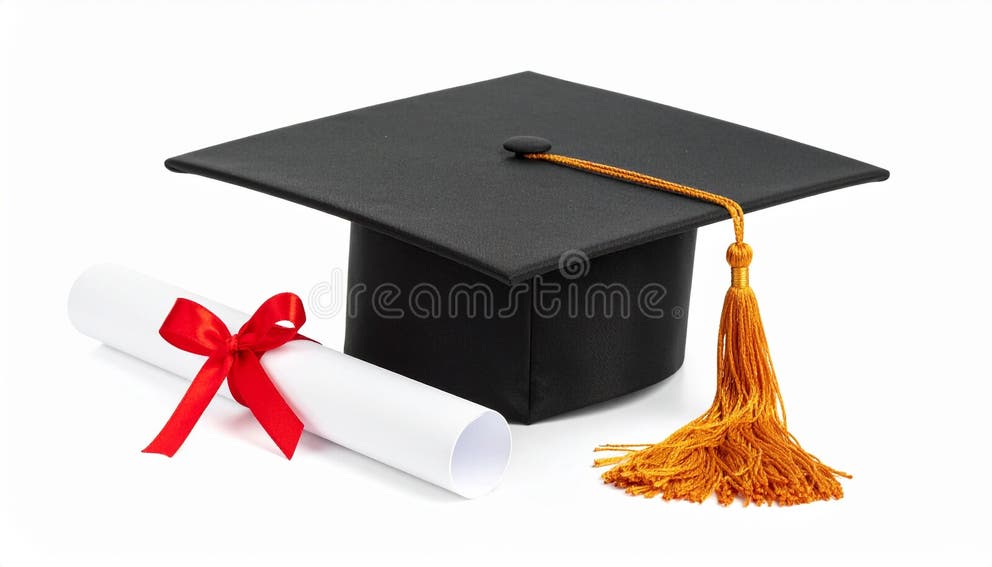 Graduate Cap Hat with Tassel, Student Academic Cap. Stock Illustration ...
