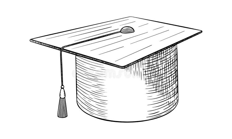 Graduate cap sketch stock vector. Illustration of isolated - 225777058