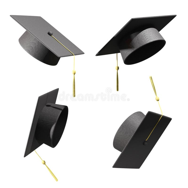 Graduate Caps Thrown Up, Clipping Path Stock Illustration ...
