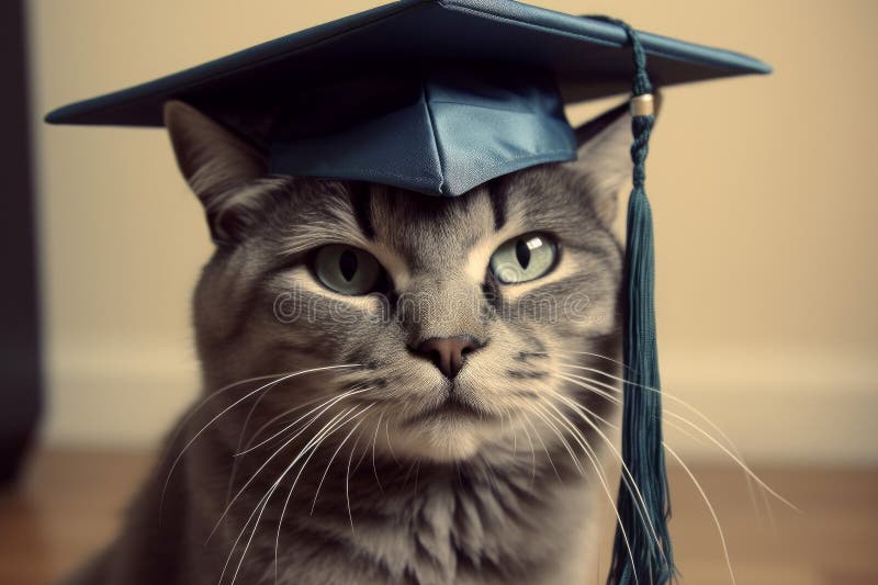 Graduate Cat School. Generate AI Stock Illustration - Illustration of ...