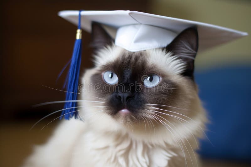 Graduate Cat Smart. Generate AI Stock Illustration - Illustration of ...