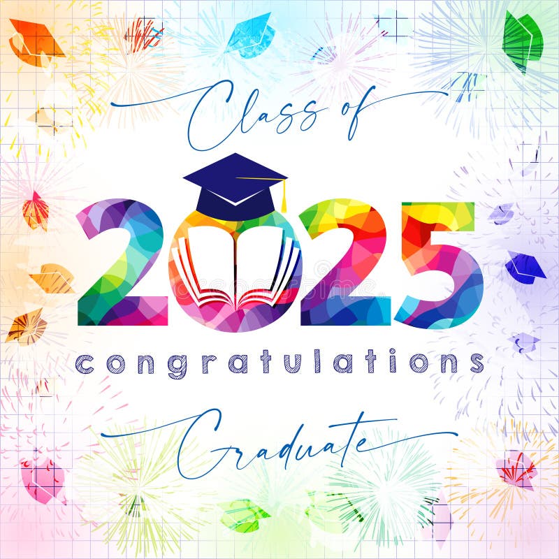 Graduate Congrats 2 0 2 5 Square Banner Cell Paper Stock Vector ...