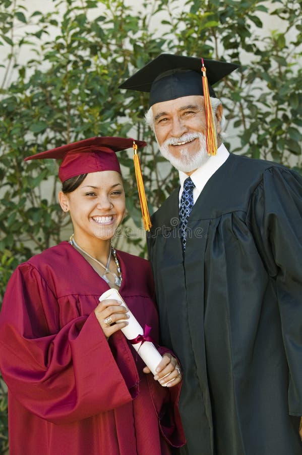 Senior Graduates Smiling Outside Stock Image - Image of aspirations ...