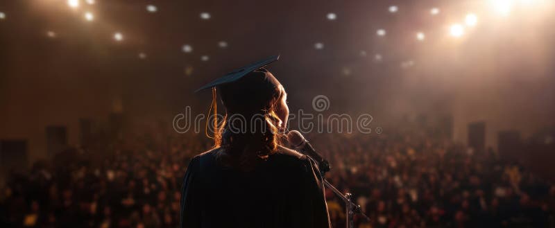 The Graduate Delivering a Heartfelt Speech at a Graduation Ceremony..AI ...