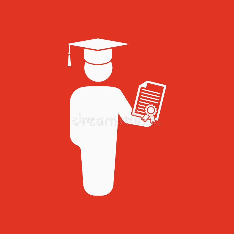 The Graduate with Diploma Icon. School and University, Learning ...