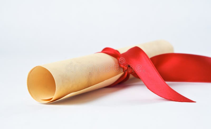 Graduate Diploma Scroll with Ribbon Stock Image - Image of tied, ribbon ...