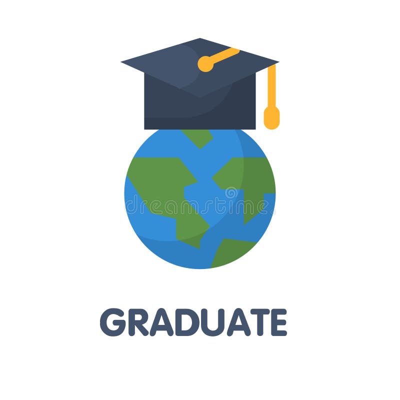 Graduate Education Flat Style Icon Design Illustration on White ...