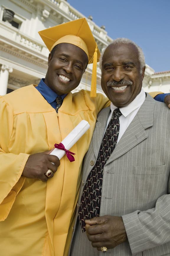 Graduate with Father Outside University Stock Photo - Image of outdoors ...