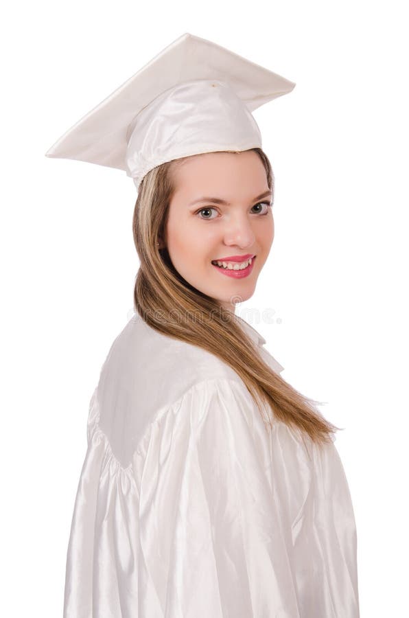 Graduate girl solated stock photo. Image of holding, class - 41708792