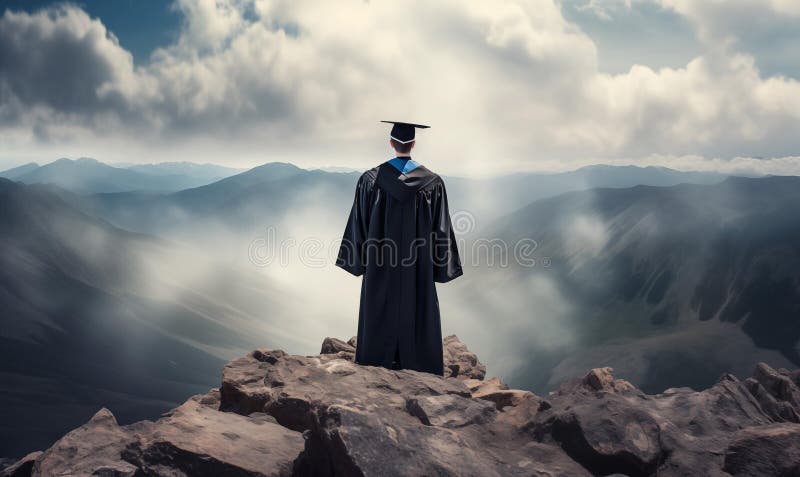 Graduate Graduation Education Mountain Concept Stock Illustration ...