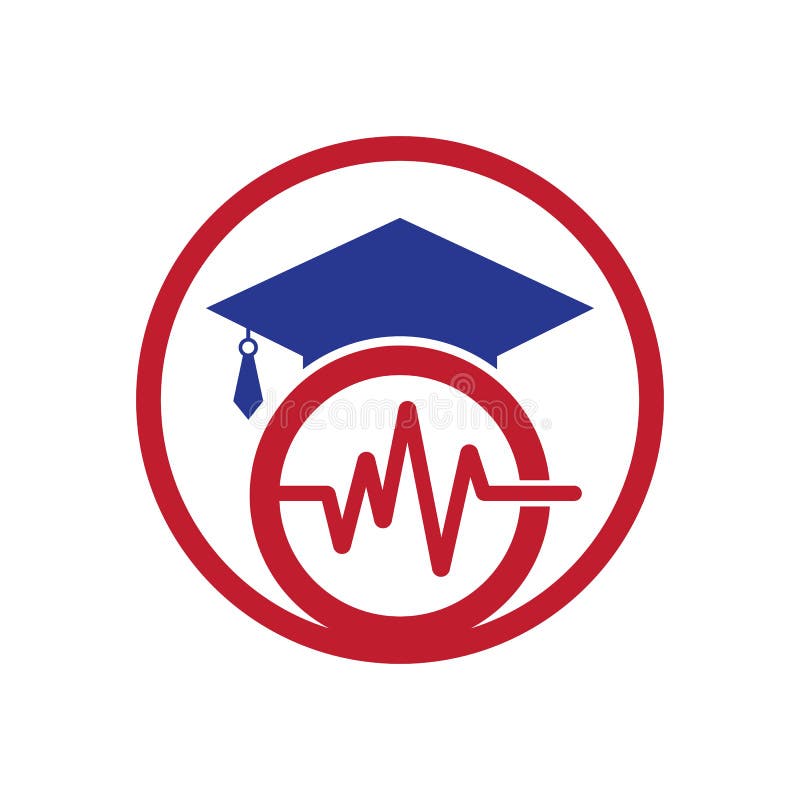 Graduate Hat and Medical Pulse Logo Vector. Stock Vector - Illustration ...