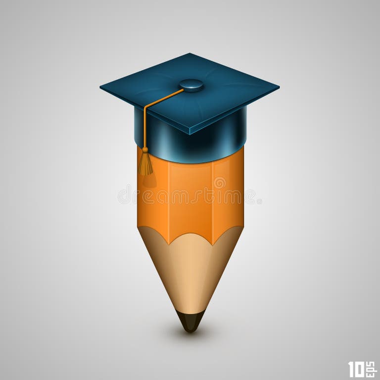 Graduate hat and pencil stock vector. Illustration of ceremony - 50122017