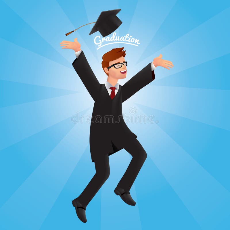 Jumping Graduate and Qualification Stock Vector - Illustration of ...