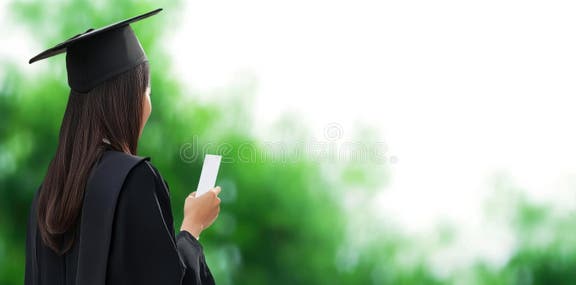 Graduate Look at Future with Degree and Graduation Day Stock ...