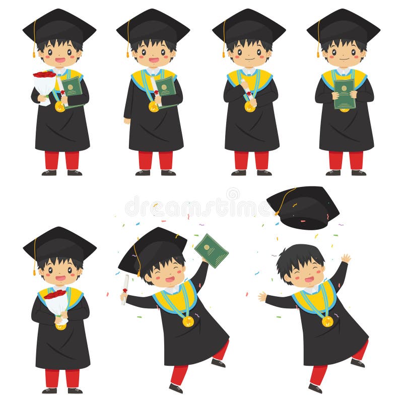 Graduate Muslim Boy Student Vector Set Stock Vector - Illustration of ...