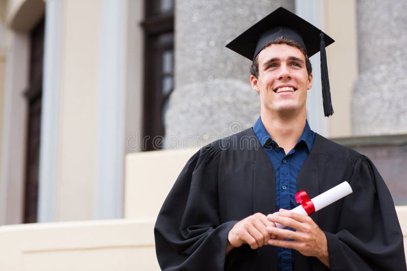 Graduate Outside College Building Stock Image - Image of education ...