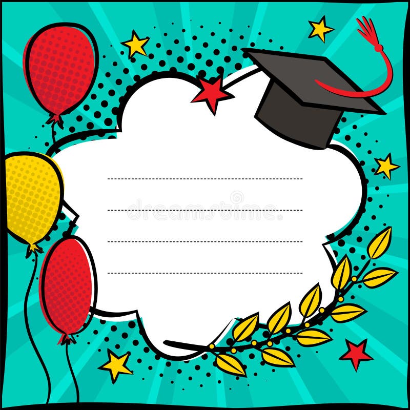 Graduate Pop Art Bright Comic Frame for Class of 2021 Stock Vector ...