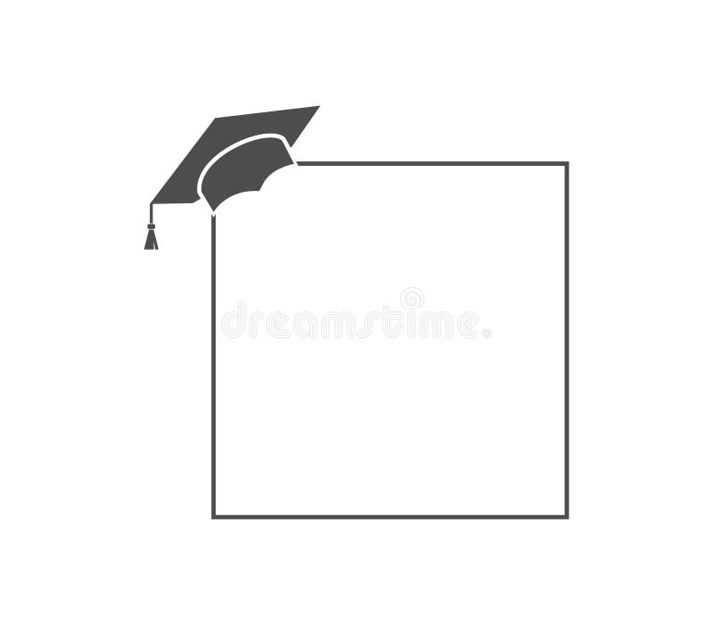 Graduate`s Hat on a Rectangular Frame with Space for Text. Empty ...